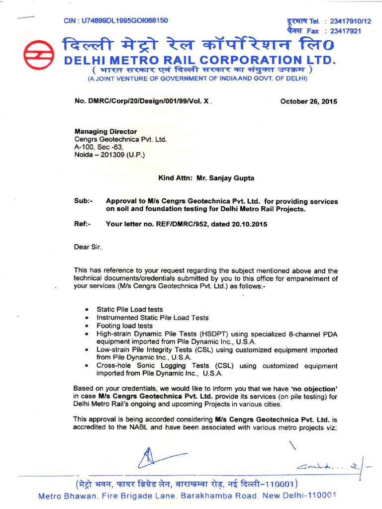 Delhi Metro Rail Corporation (DMRC) | PDF