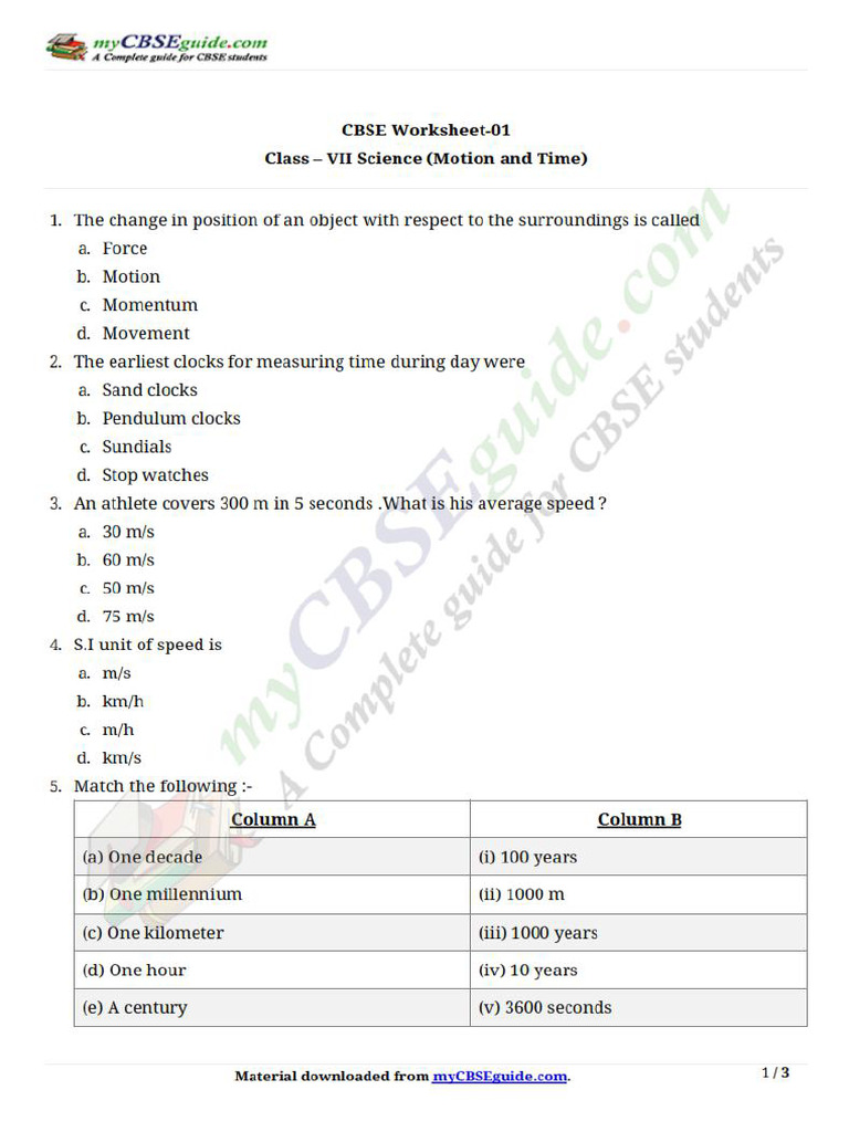 7 Science Worksheet Ch13 1 | PDF
