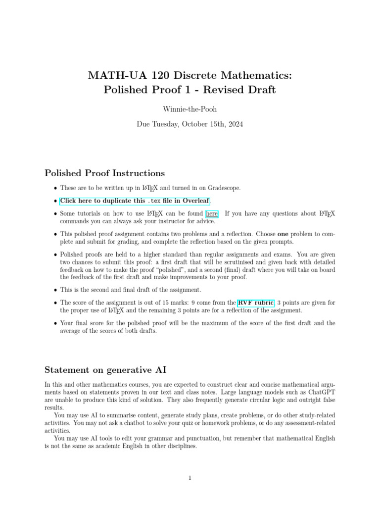 MATH UA 120 Discrete Mathematics Polished Proof 1 Revised Draft | PDF ...
