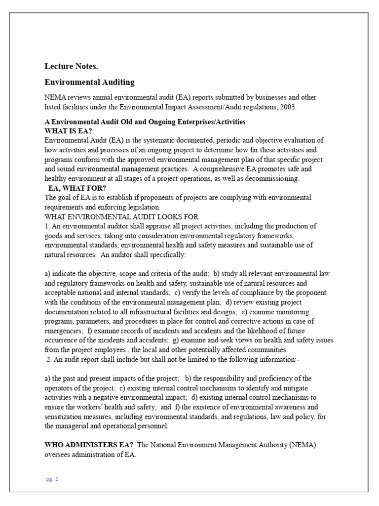 Environmental Audit Overview and Guidelines | PDF | Audit ...