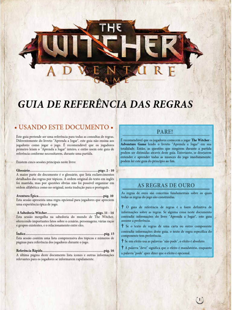 The Witcher Adventure Game Guia de Referencia Das Regras | PDF | Herói ...