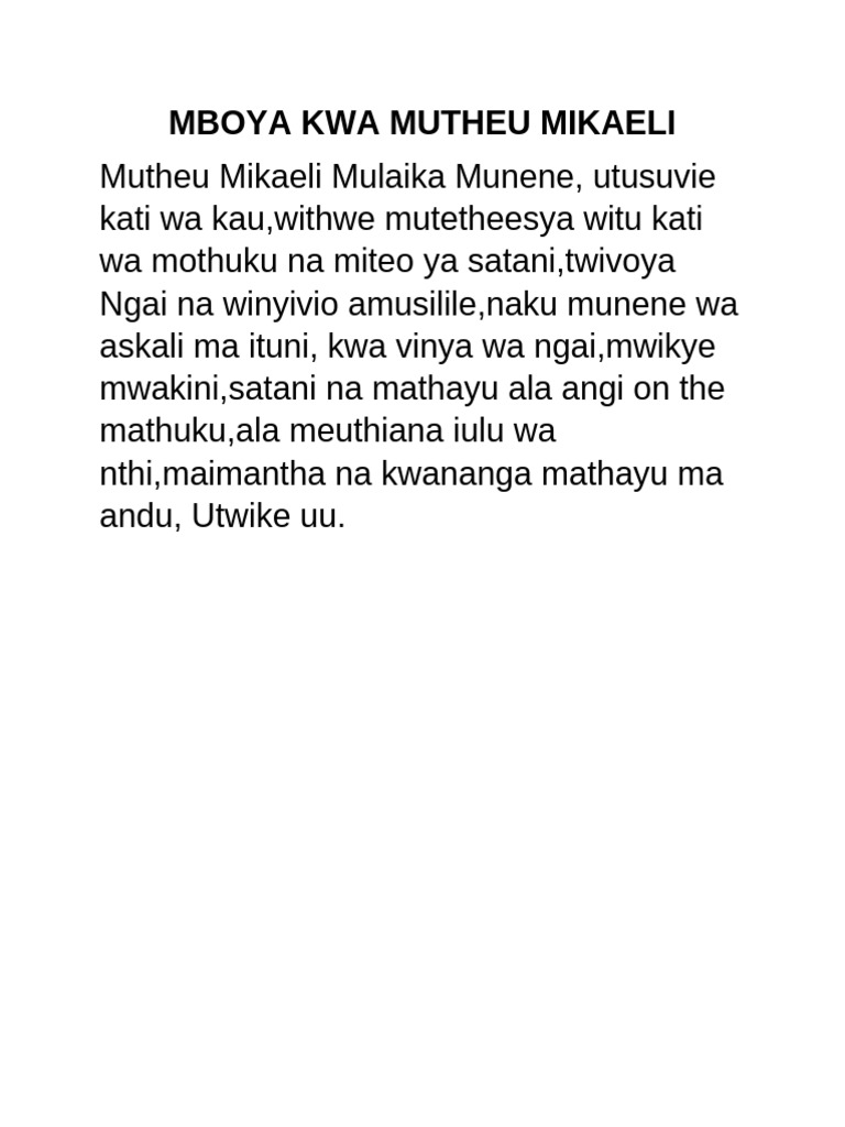 Mboya Kwa Mutheu Mikaeli | PDF