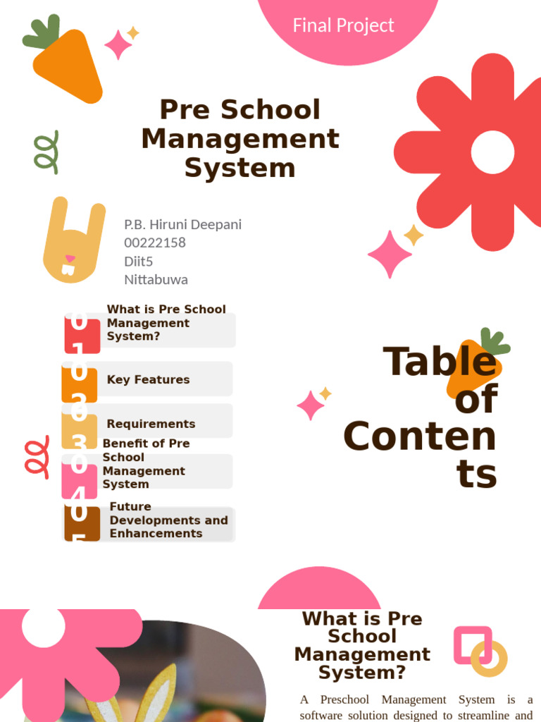 Pre School Management System Presentation | PDF | Preschool | Databases
