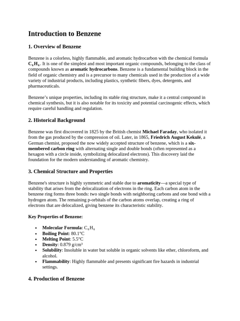 INTRODUCTION TO BENZEN | PDF | Benzene | Aromaticity