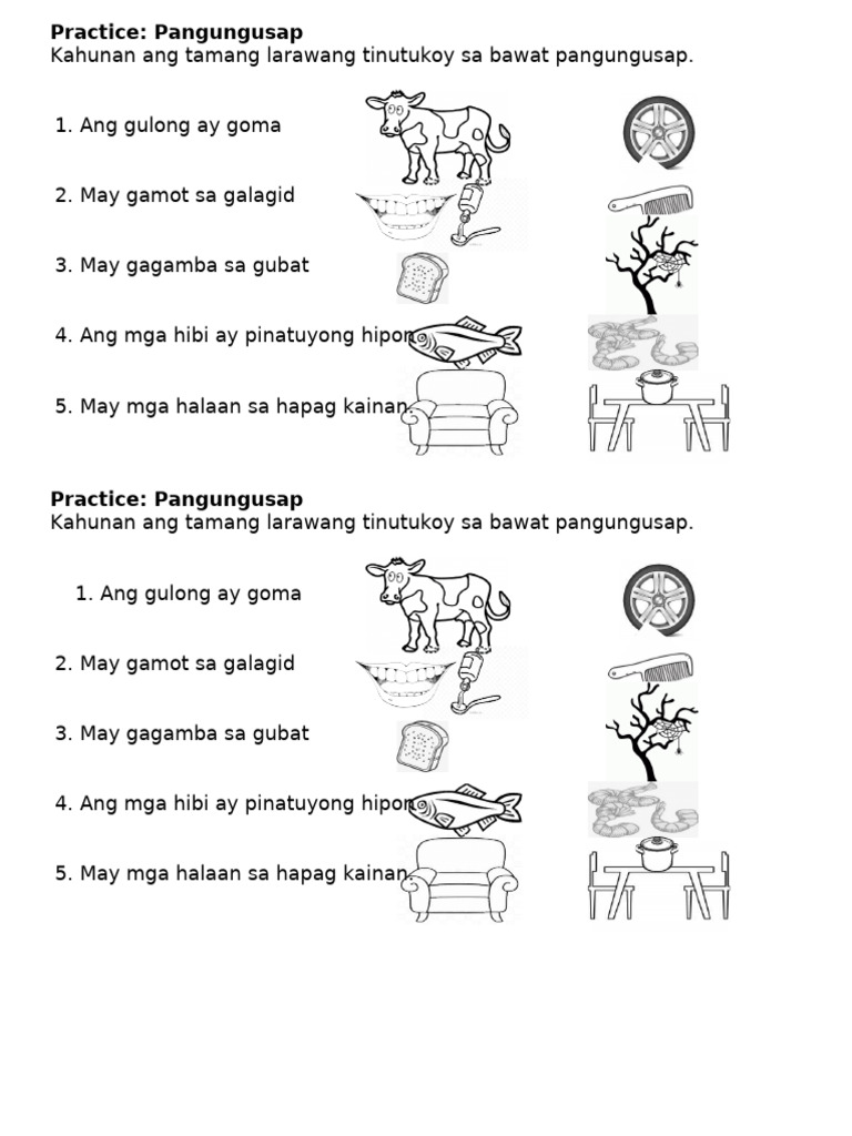 Fil Pagbasa NG Pangungusap Practice | PDF