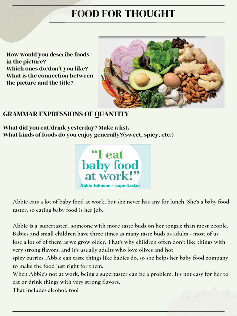Food for thought(count, uncount) | PDF | Taste | Noun
