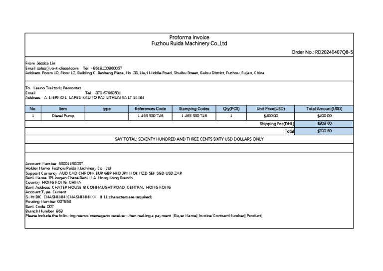 Proforma Invoice | PDF