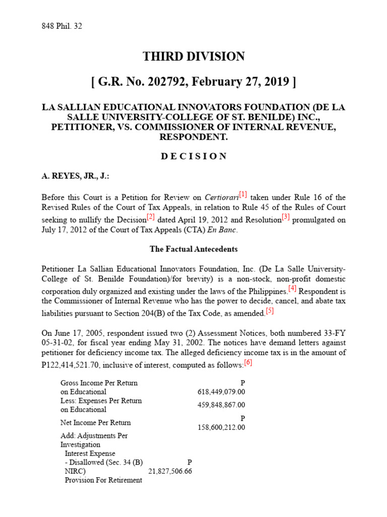 11-La Sallian Educational Innovators Foundation vs. CIR, G.R. No ...