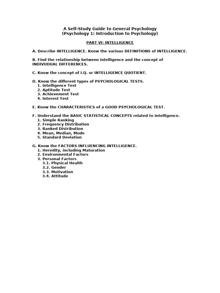 General Psychology 6 Intelligence Study Guide | PDF