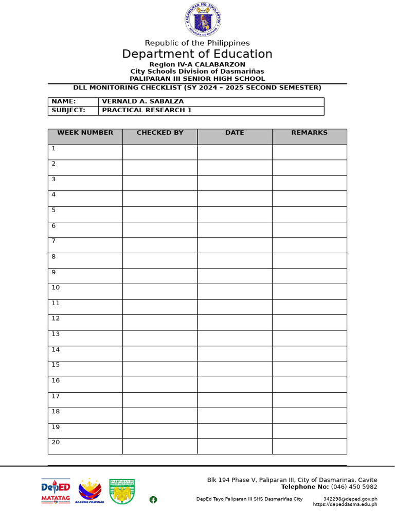 DLL Monitoring Checklist | PDF