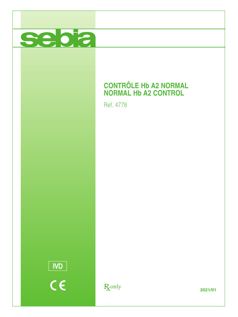 HbA2 Control Normal - 4778 - 01.2021 - GB | PDF | Hemoglobin | Hepatitis C