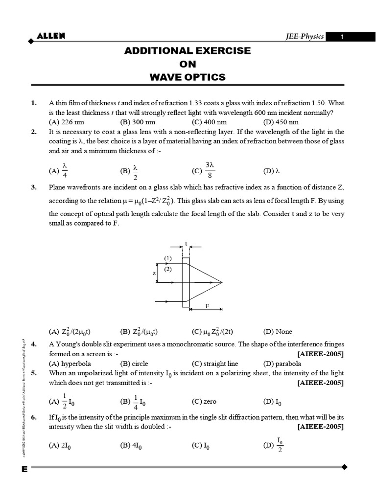 Wave Optics | PDF | Diffraction | Optics
