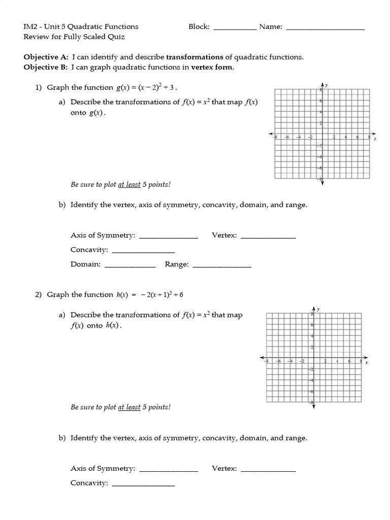 unit5_Quadratics Graphing Review_iskl_im2 | PDF | Quadratic Equation ...