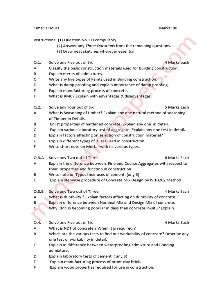 Be - Civil Engineering - Semester 4 - 2024 - May - Building Materials ...