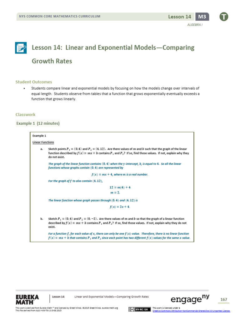 Algebra I m3 Topic B Lesson 14 Teacher | PDF | Exponential Function | Function (Mathematics)