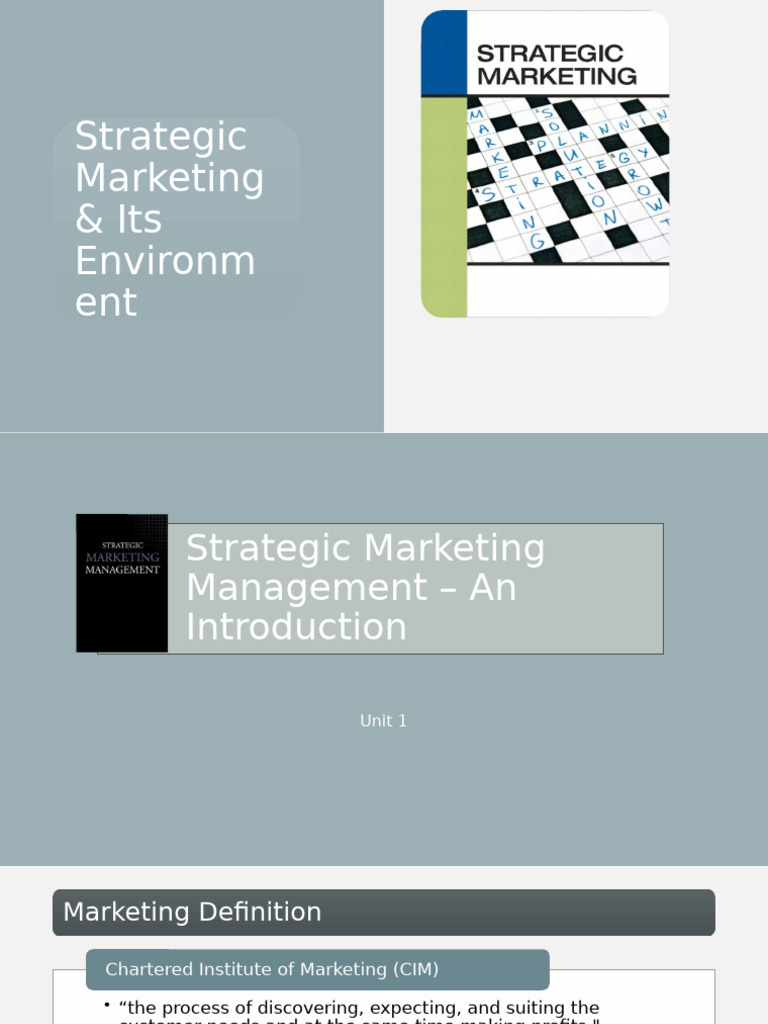 Strategic Marketing Unit 1 | PDF | Strategic Management | Marketing