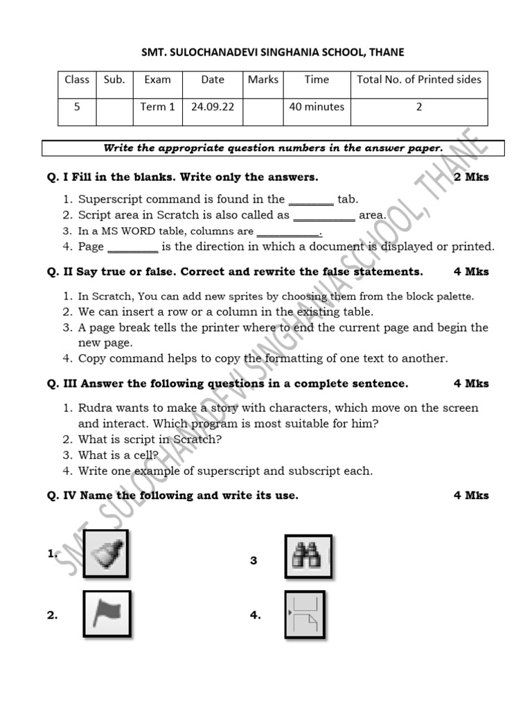 Grade 5 ICT Term 1 Exam | PDF | Computing | Text