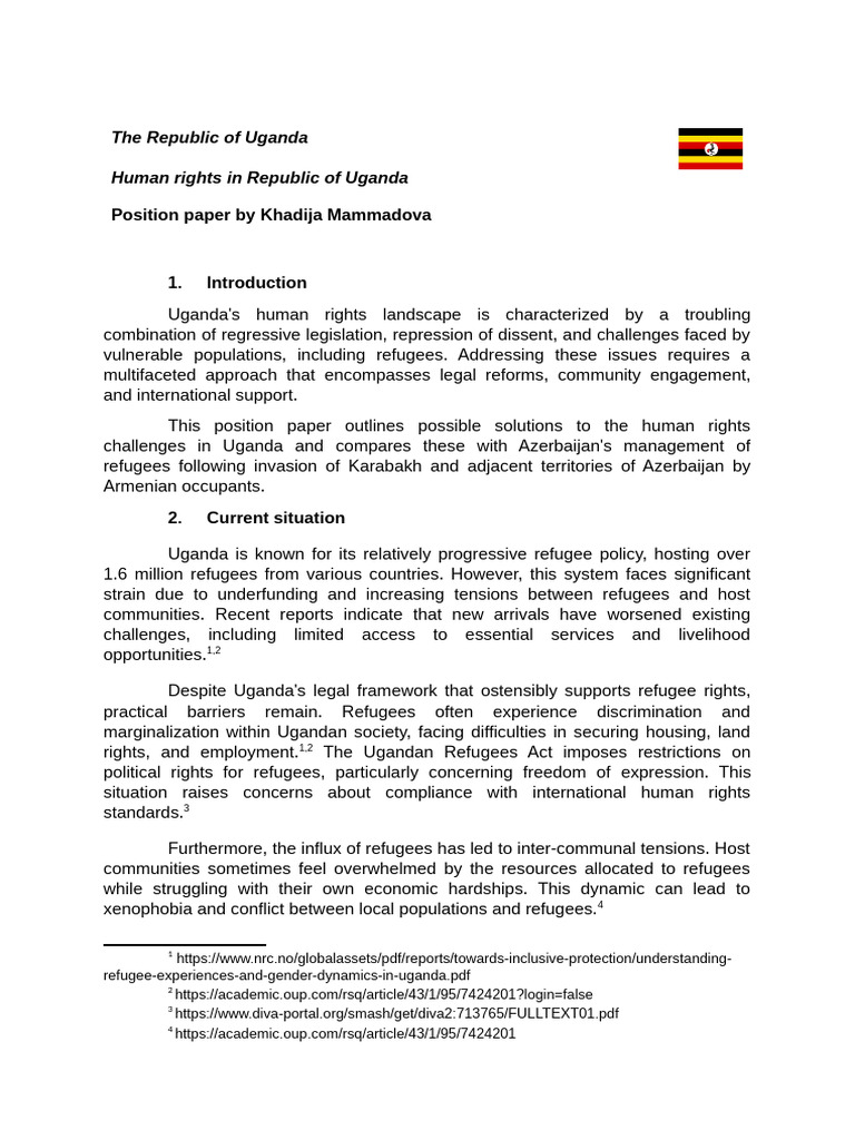 Position Paper On Uganda Human Rights - Khadija Mammadova | PDF ...