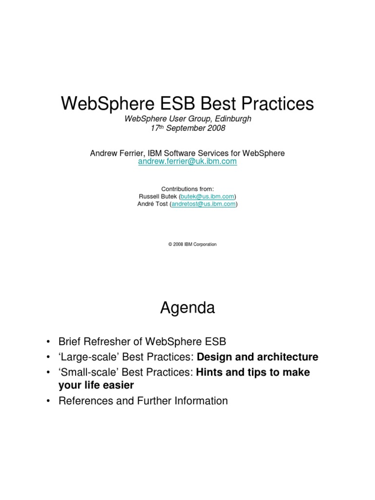 Websphere Esb Best Practices: Websphere User Group, Edinburgh 17 ...