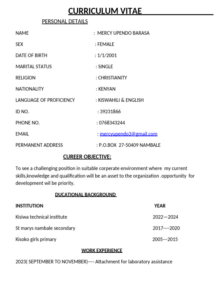 Curriculum Vitae Mercy | PDF