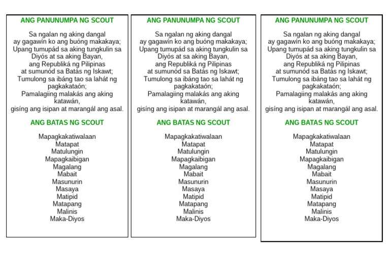 panunumpa at batas ng scout | PDF