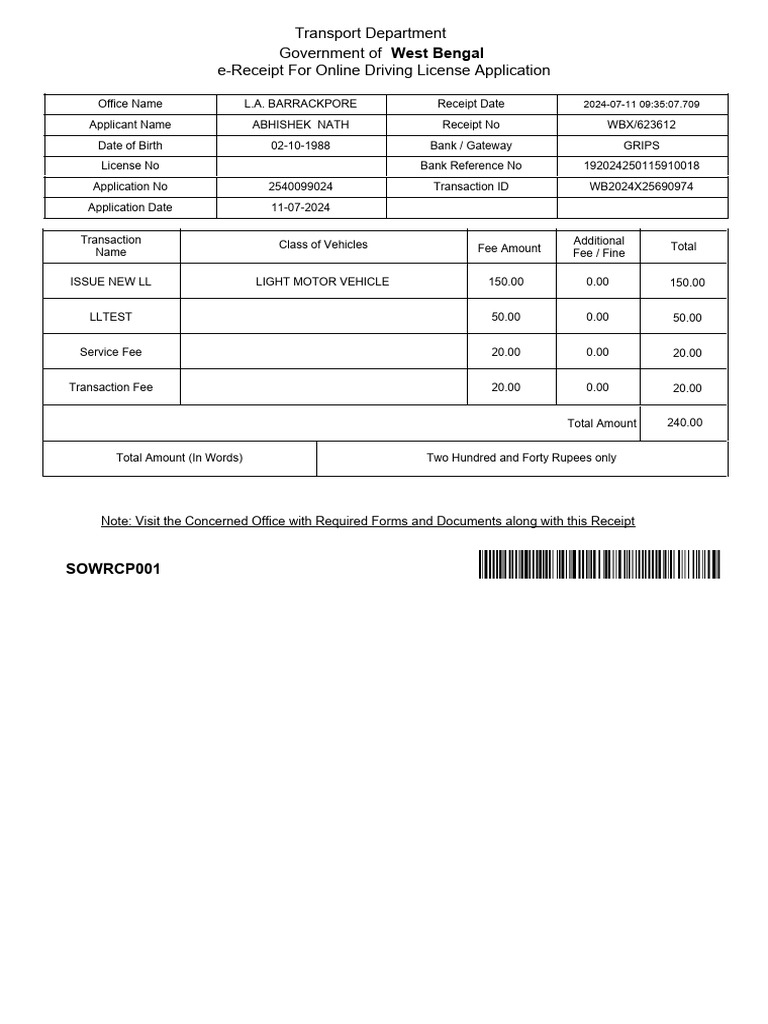 Payment Recipt | PDF