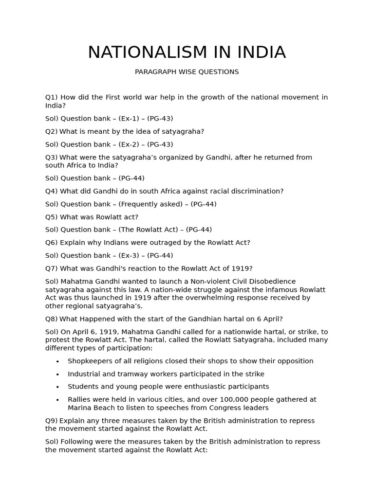 NATIONALISM IN INDIA | PDF | Mahatma Gandhi | Indian Independence Movement