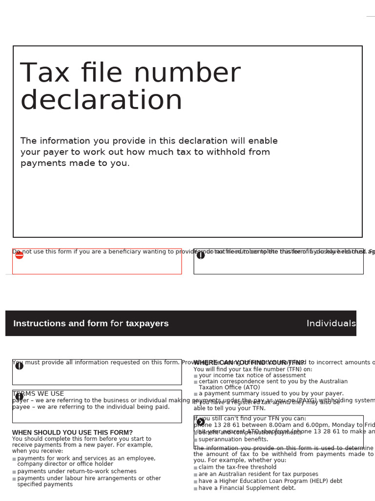 TFN - Declaration 2 | PDF | Taxes | Payments