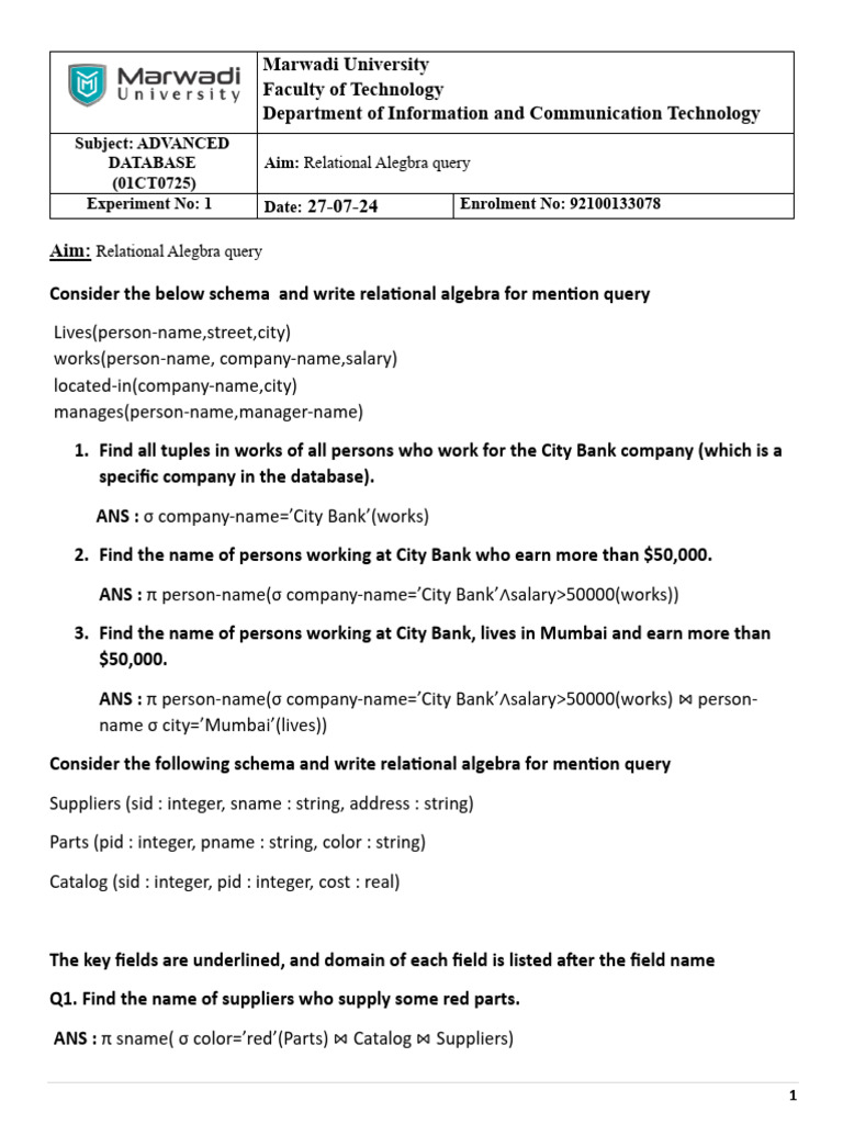 78 ADB Assignment-1 | PDF | Relational Database | Software Design