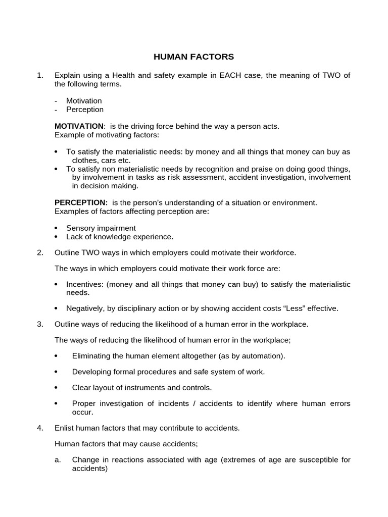 Human Factors | PDF | Occupational Safety And Health | Employment