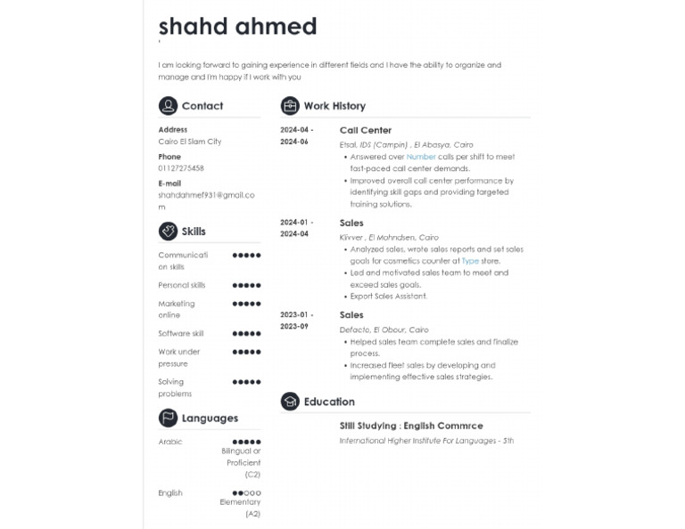 shahd ahmed cv-1 | PDF