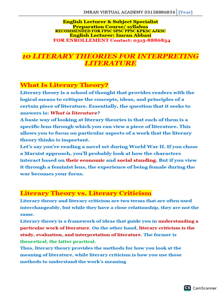 10 Literary Theories Explained | PDF | Psychoanalysis | Theory