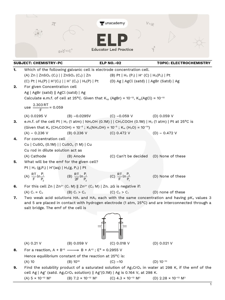ELP-2 IIT Electrochemistry | PDF | Electrochemistry | Chemical Reactions