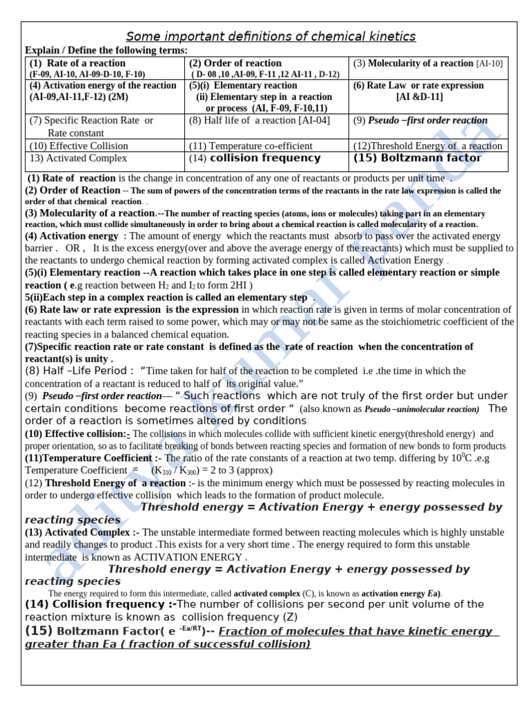 Cards Kinetics 2023 | PDF | Reaction Rate | Chemical Kinetics