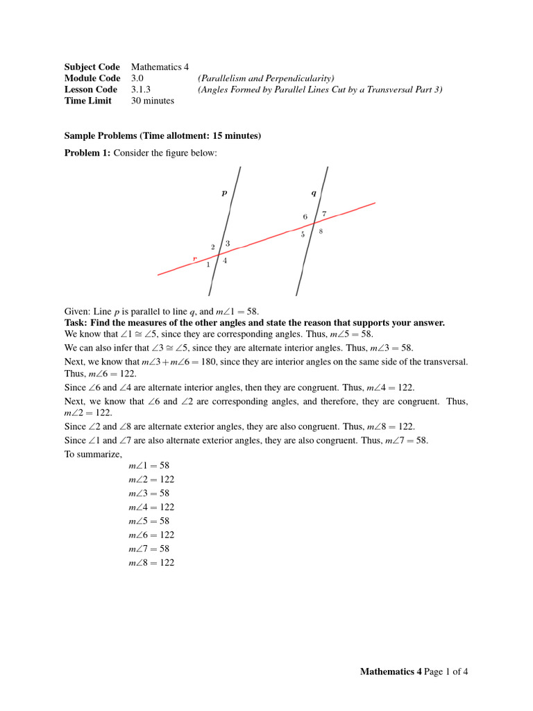 SLG M4_3_1_3_Angles_Formed_by_Parallel_Lines_Cut_by_a_Transversal_Part ...