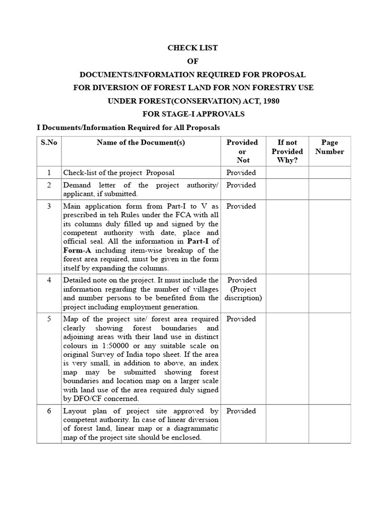Forest Land Diversion Proposal Checklist | PDF | Mining