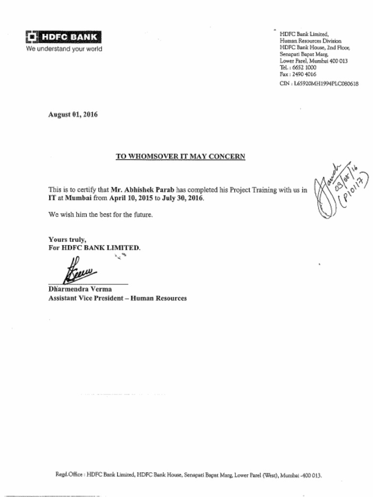 Relieving Latter | PDF
