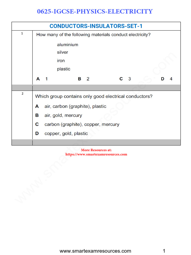 IGCSE Physics: Conductors & Insulators | PDF