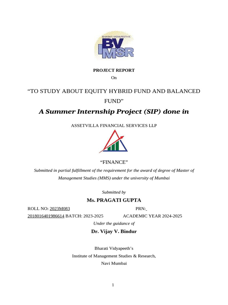 Pragati SIP Final Project | PDF | Investment Fund | Money Market Fund