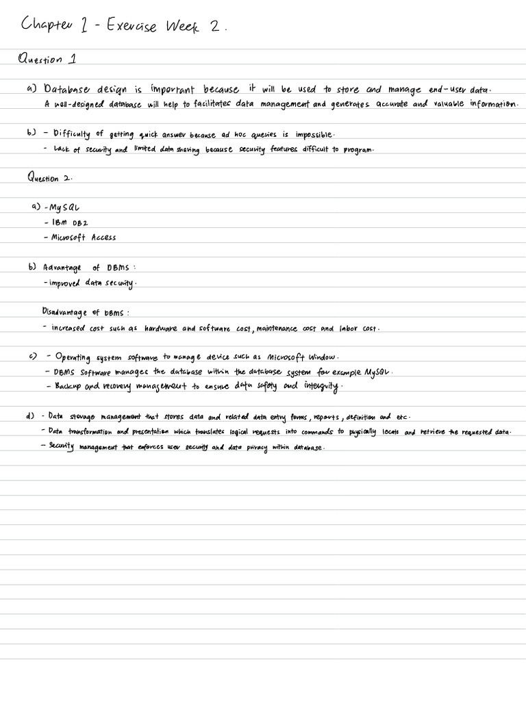 Exercise week 2 | PDF | Databases | Computer Data