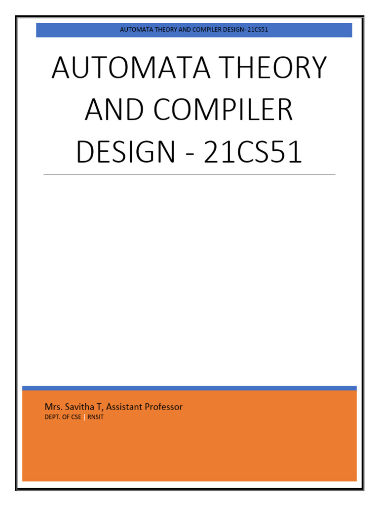 ATCD - 21CS51 - M1 - Savitha T | PDF | Parsing | Automata Theory
