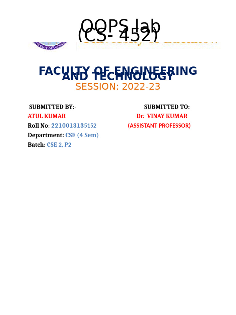 OOPS Lab Report Submission | PDF