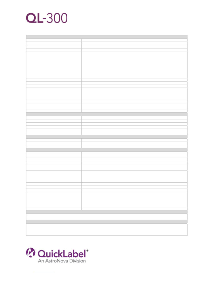 QL-300-Product-Specifications | PDF | Printer (Computing) | Computing