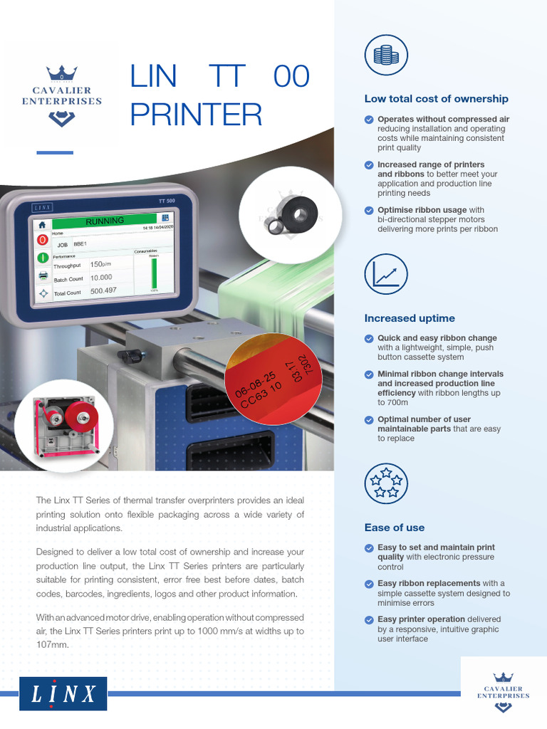Cavalier Linx TT500 TTO Printer | PDF | Printer (Computing) | Computing