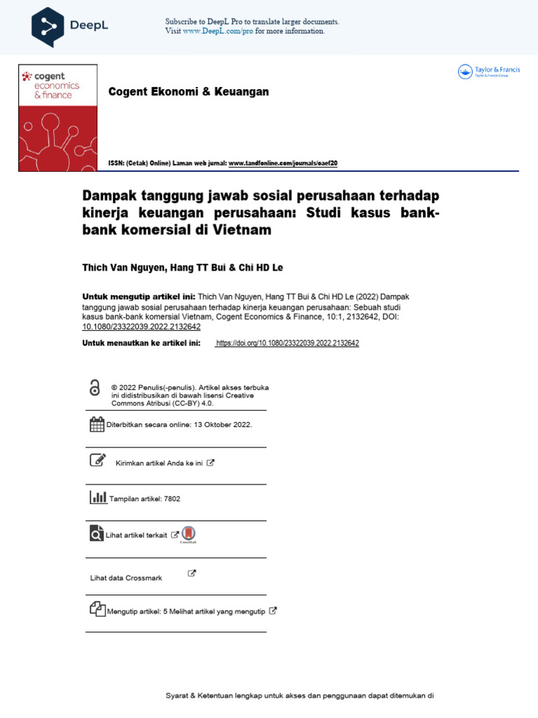The impacts of corporate social responsibility to corporate financial performance A case study ...