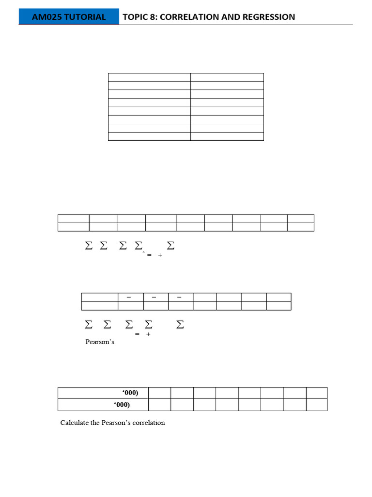 TOPIC 8 TUTORIAL AM025 | PDF | Linear Regression | Coefficient Of ...
