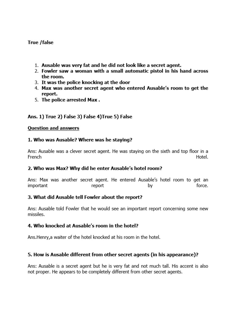 The Midnight Visitor (Handout) | PDF