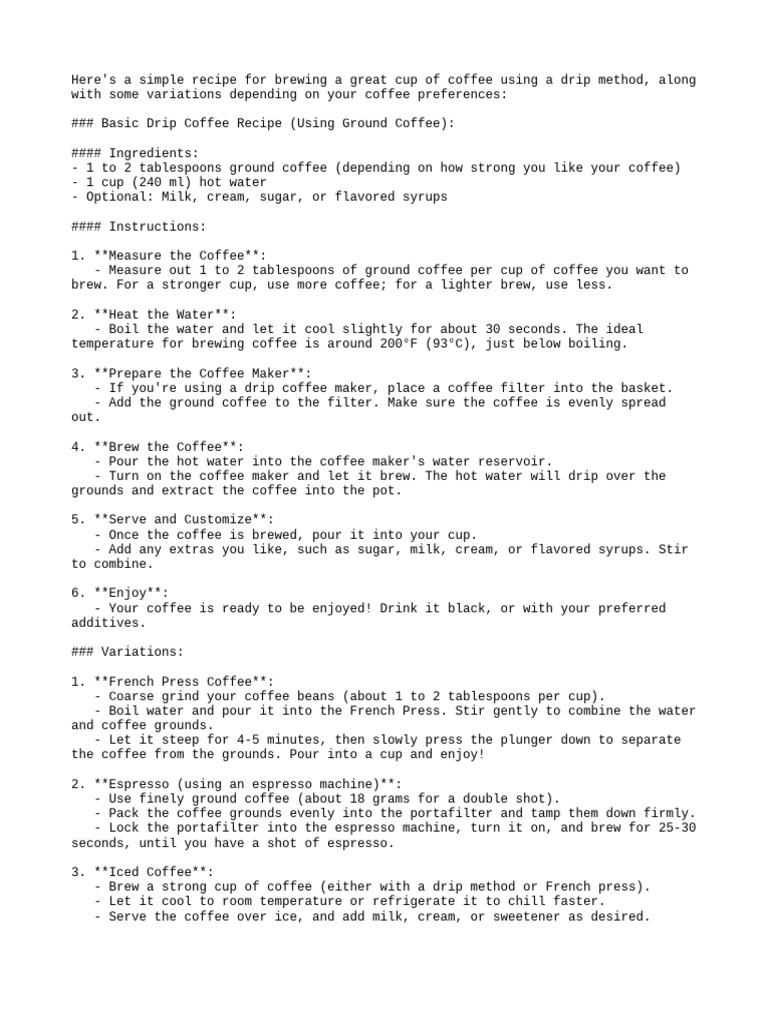 recipe_coffee | PDF | Coffee | Drink