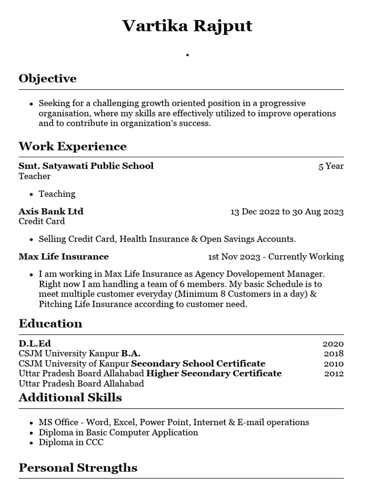 Vartika Rajput - Professional Resume | PDF