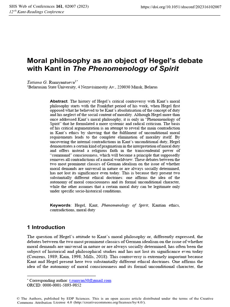 Moral Philosophy As An Object | PDF | Georg Wilhelm Friedrich Hegel ...